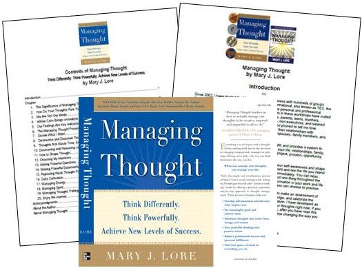 Managing Thought Hardcover and Kindle Book Jacket, Table of Contents a ...